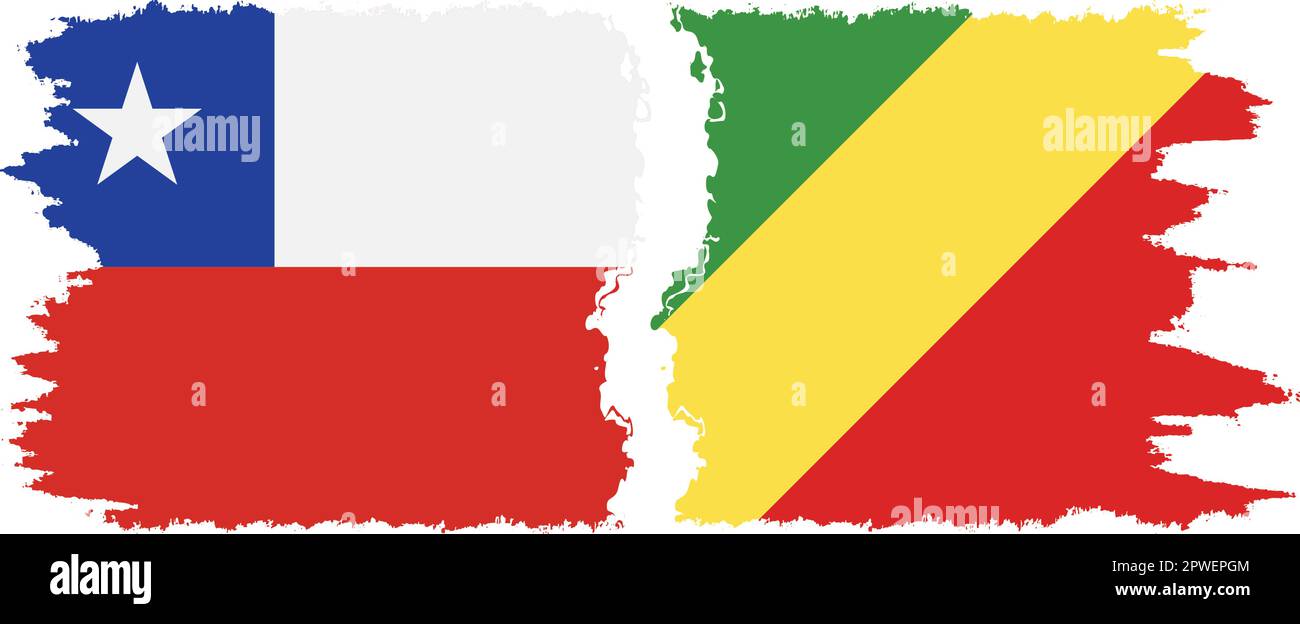 Congo-Brazzaville and Chile grunge flags connection, vector Stock ...