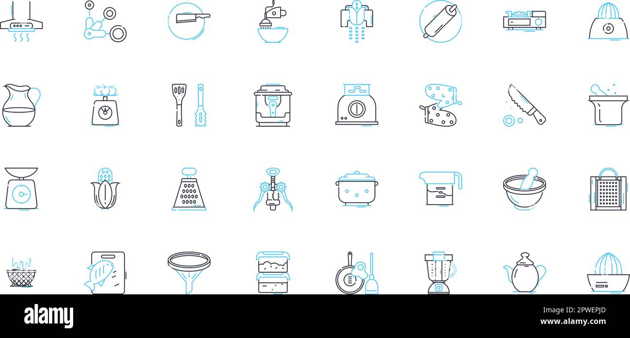 Chef linear icons set. Culinary, Gourmet, Creative, Skilled, Passionate ...