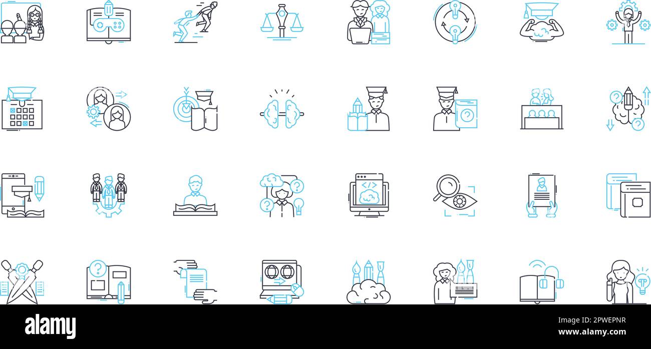 Smart education linear icons set. Gamification, Innovation ...