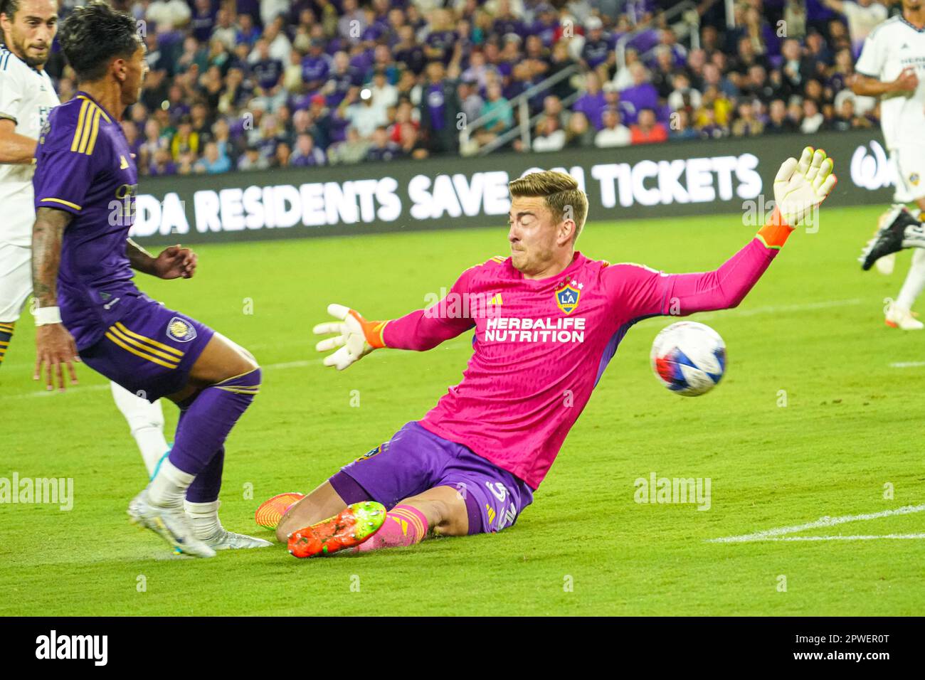 Orlando, Florida, USA, April 29, 2023, LA Galaxy goalkeeper Jonathan ...