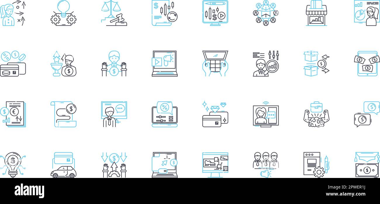 Budget planning linear icons set. Frugal, Thrifty, Allocation ...