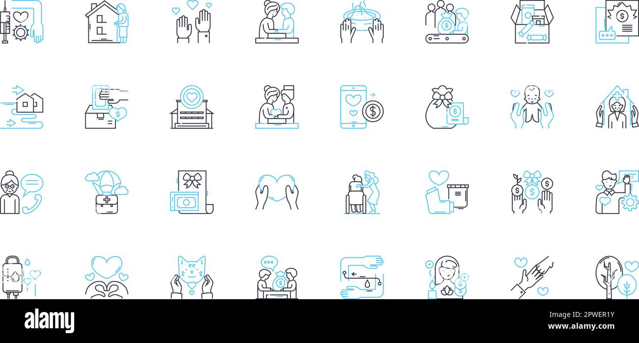 Generosity linear icons set. Giving, Kindness, Charity, Selflessness ...