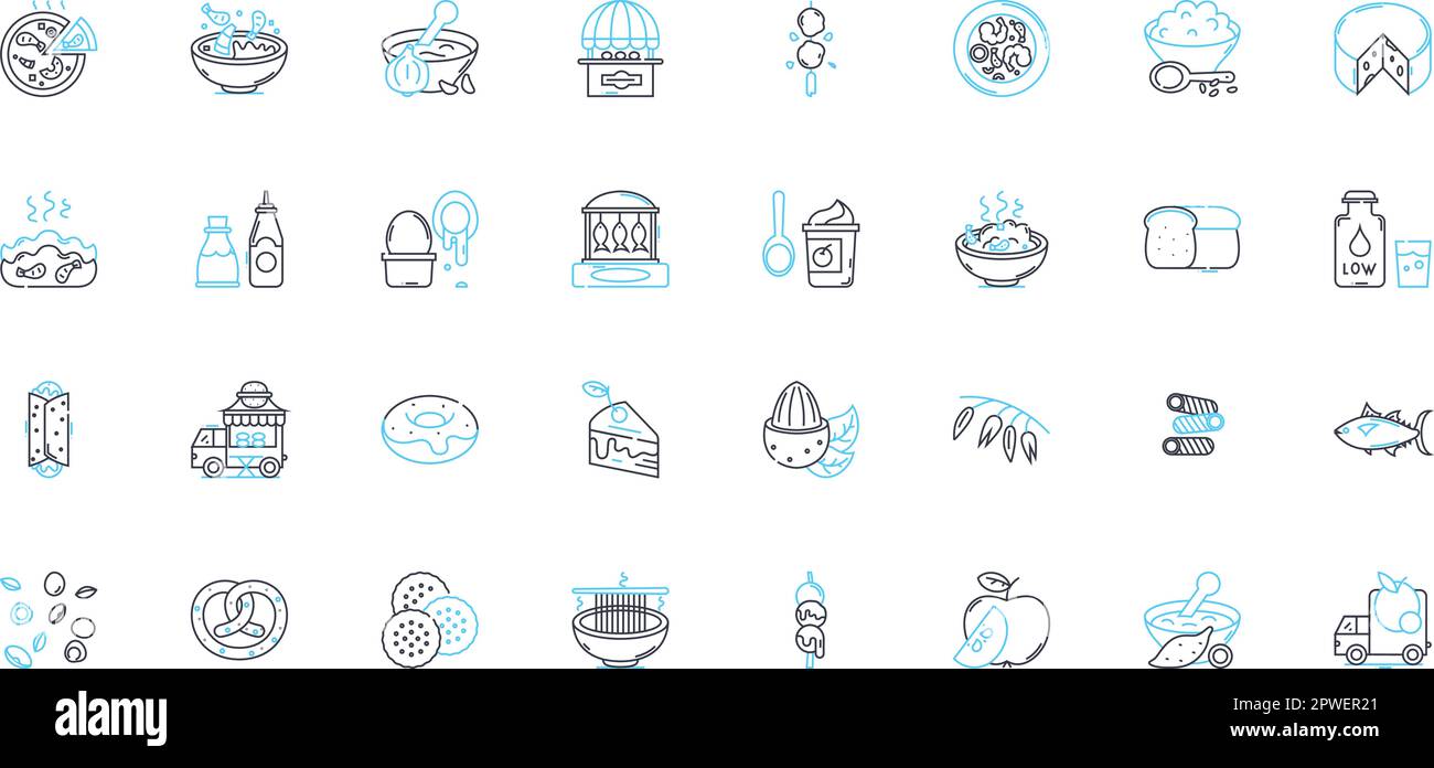 Culinary anecdotes linear icons set. Haute cuisine, Gourmet, Recipe ...