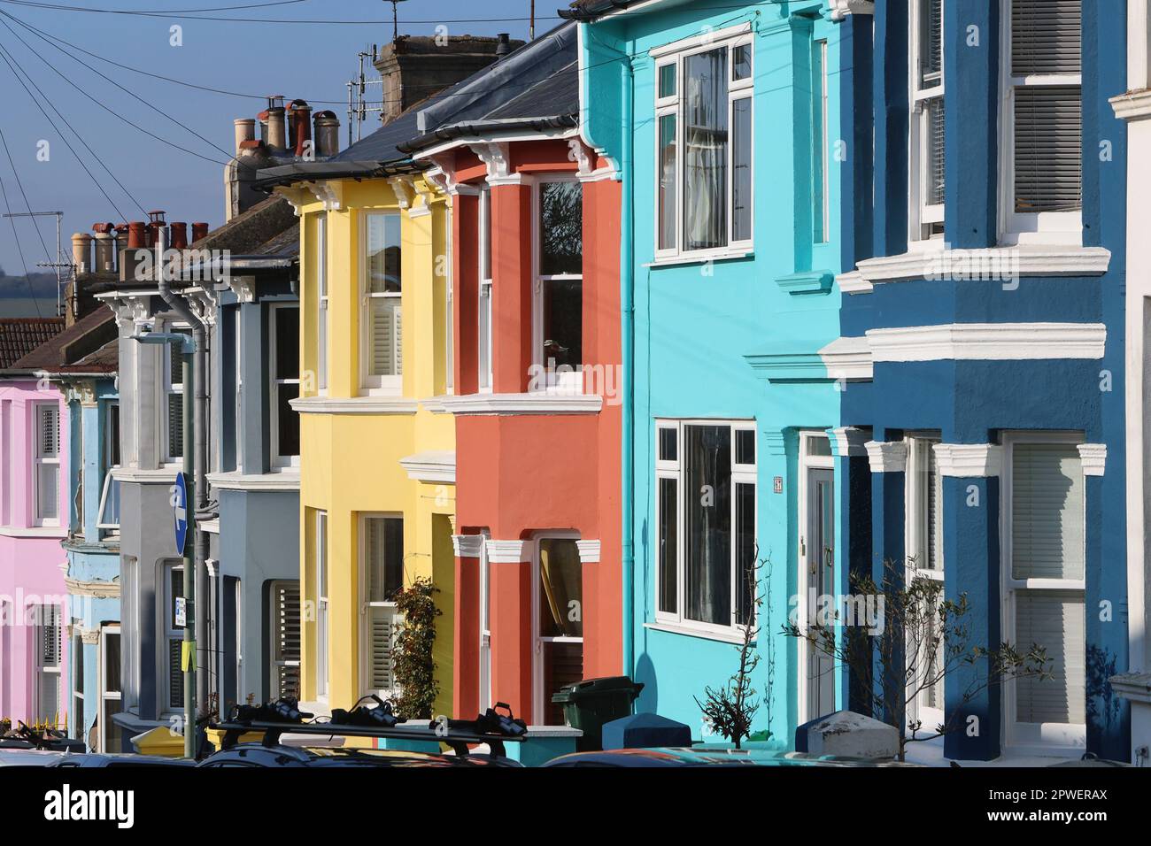 A terrace of brightly painted houses in Brighton, UK Stock Photo - Alamy