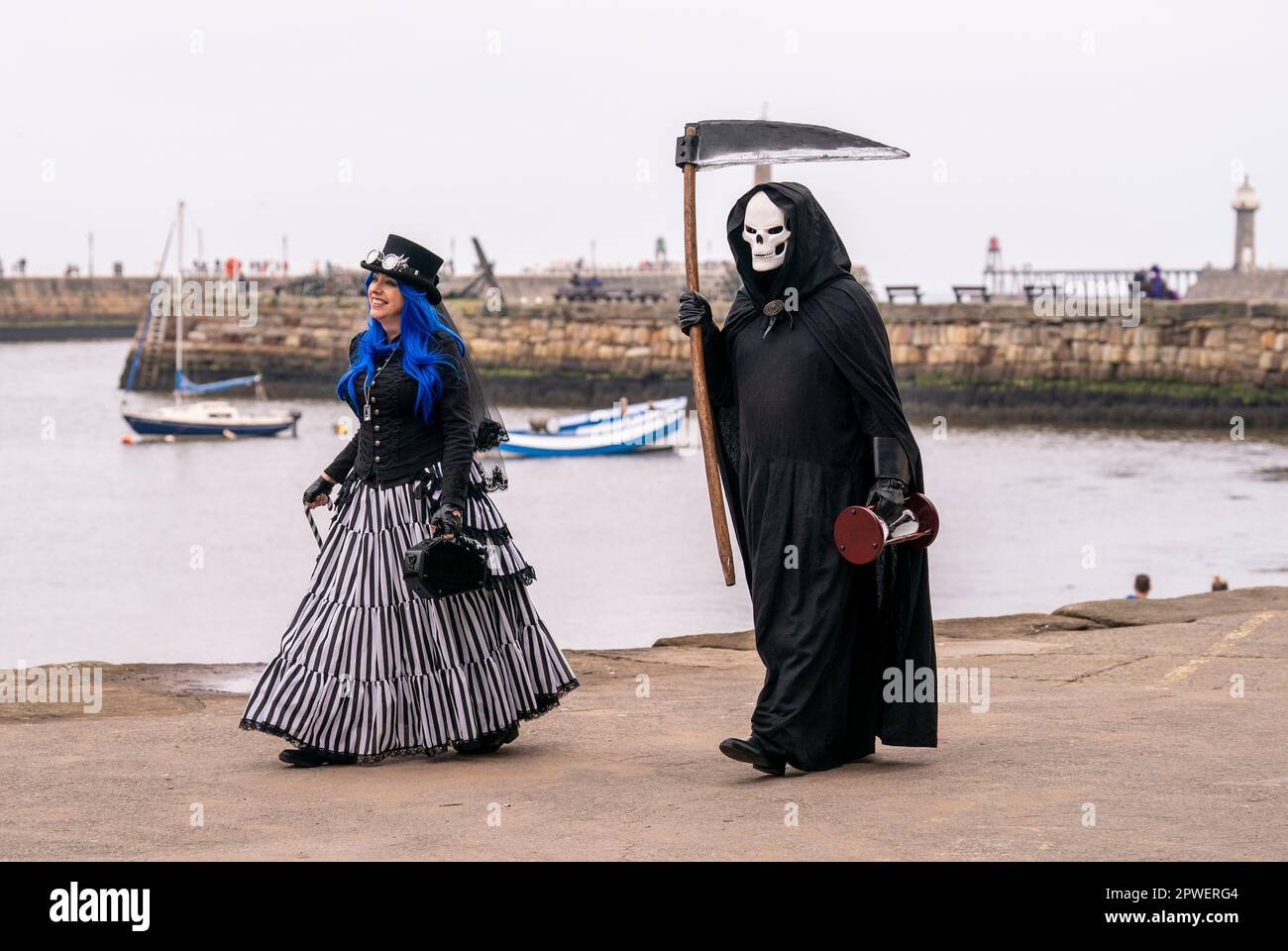 People attend the Whitby Goth Weekend in Whitby, Yorkshire, as hundreds ...