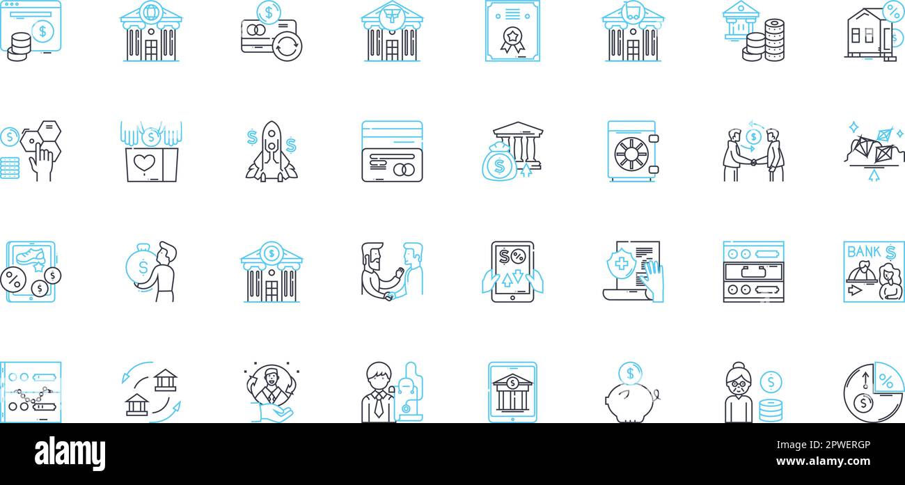 Corporate budgeting linear icons set. Forecasting, Planning, Costing, Accounting, Allocation ...
