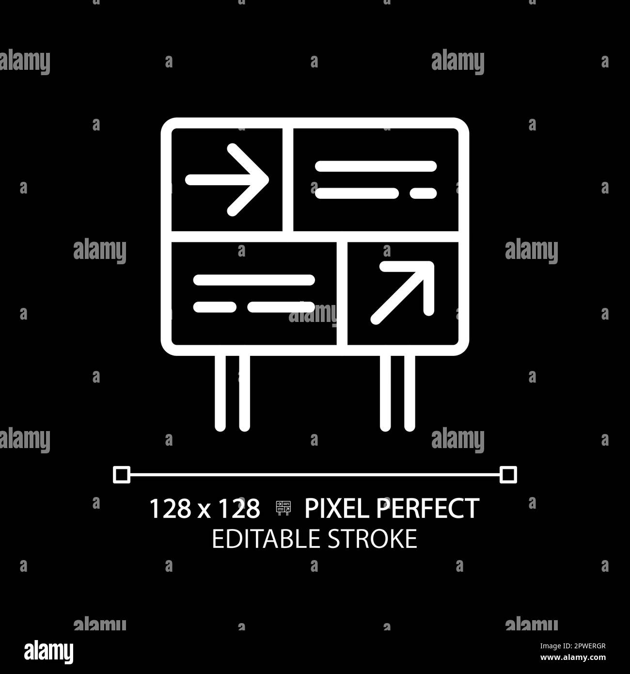 Directional sign pixel perfect white linear icon for dark theme Stock ...