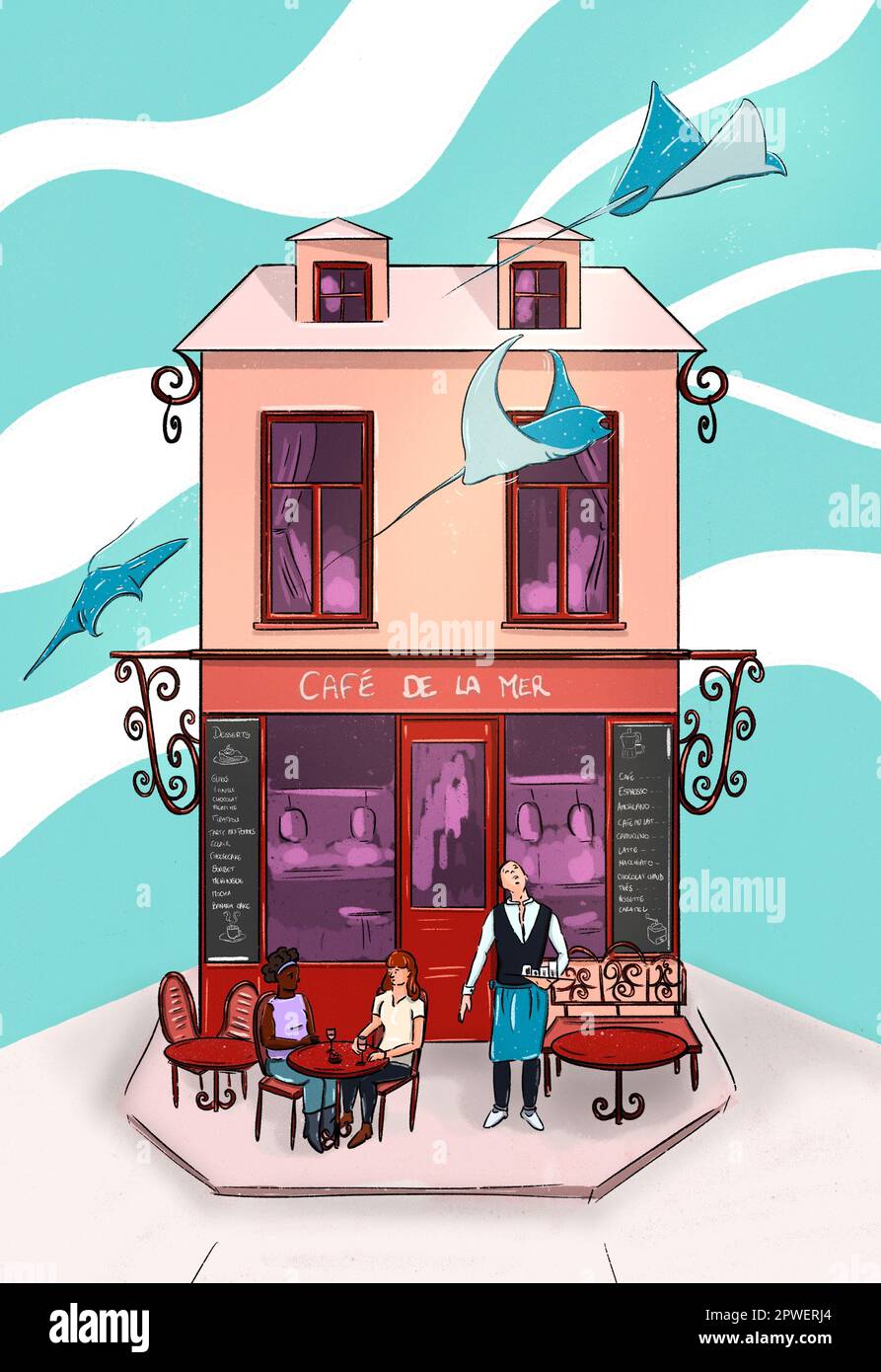 French Cafe Cartoon