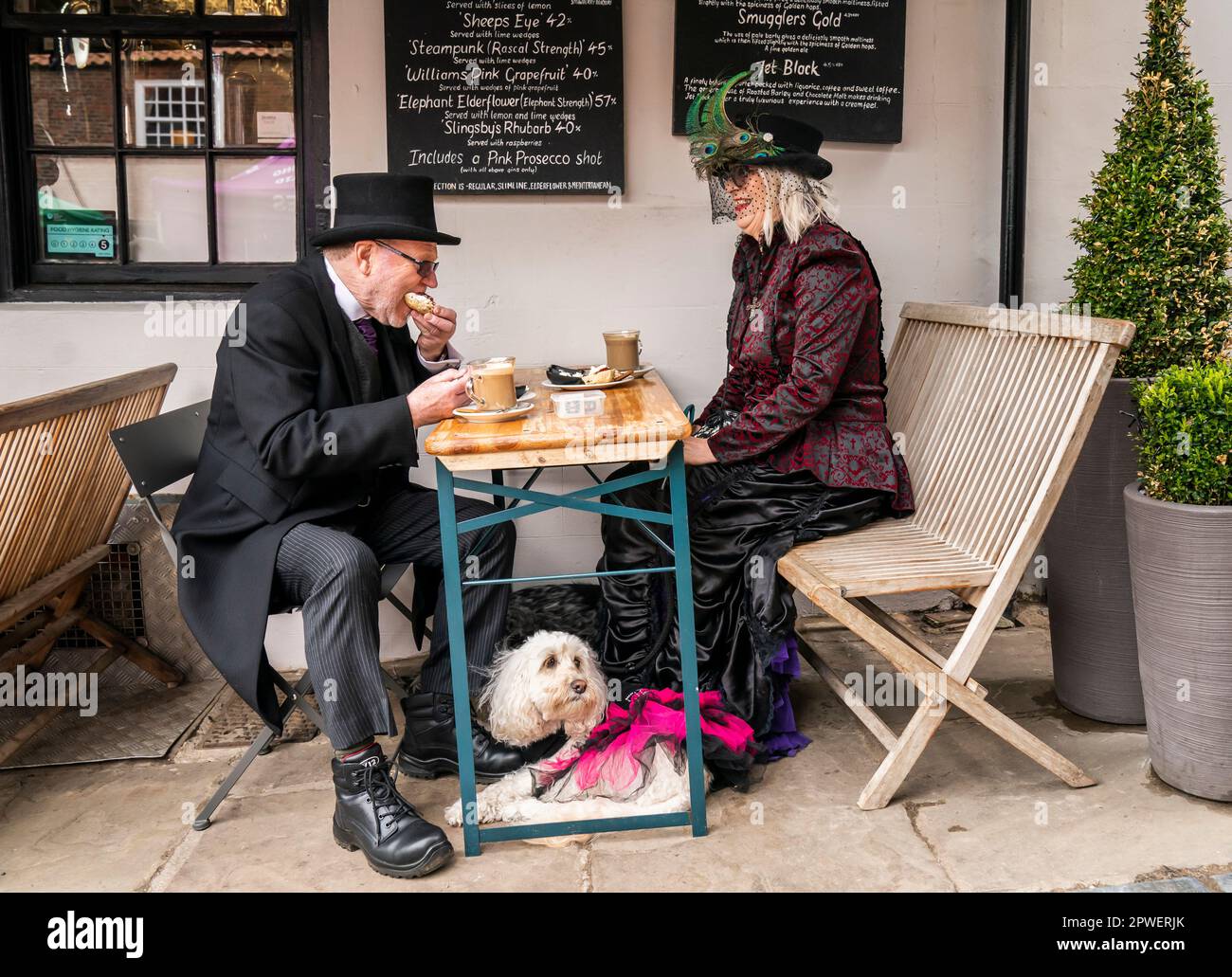 People attend the Whitby Goth Weekend in Whitby, Yorkshire, as hundreds ...