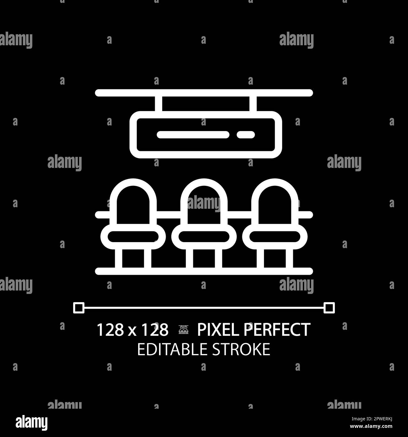 Waiting hall pixel perfect white linear icon for dark theme Stock ...