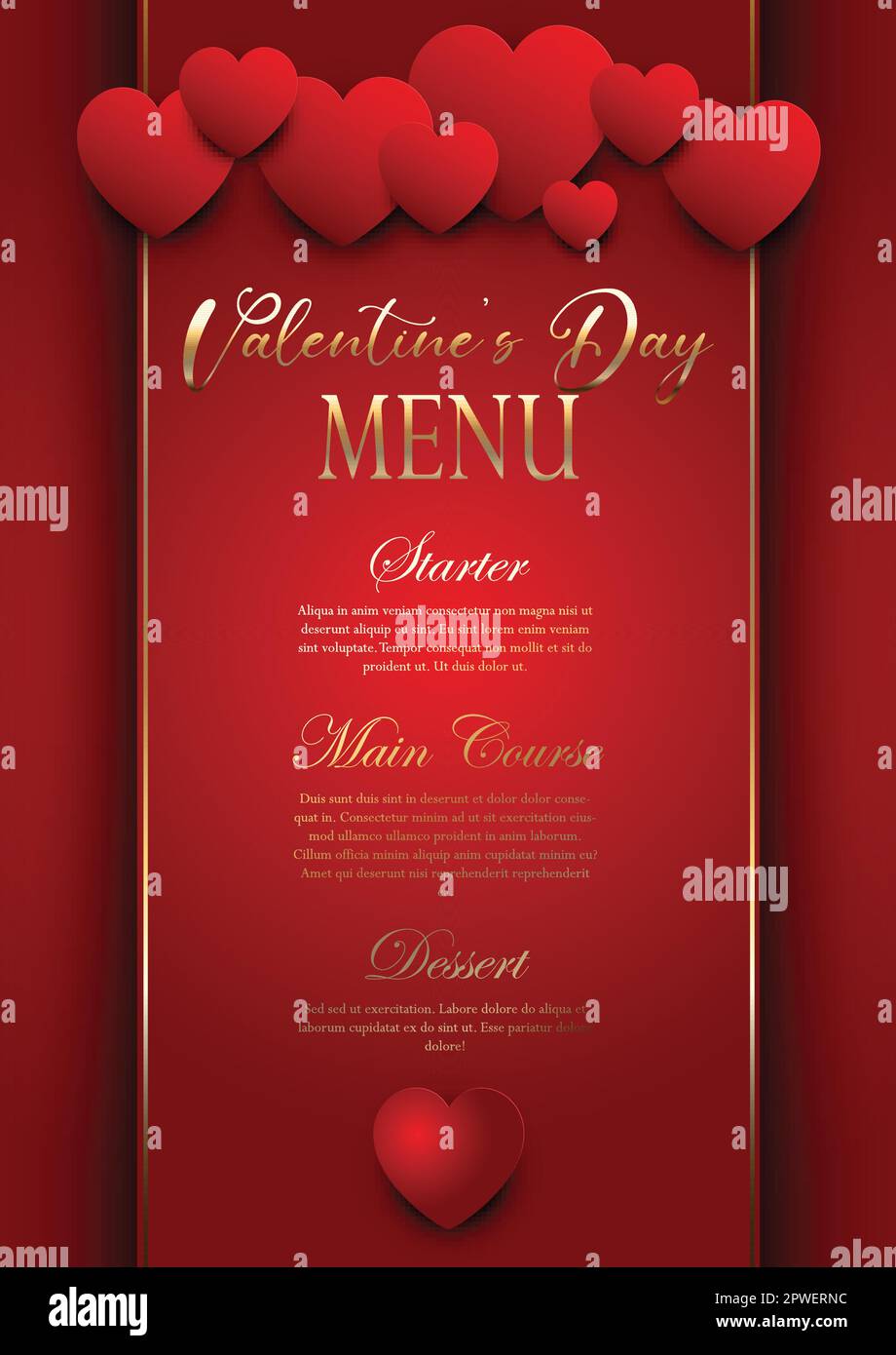 Elegant Valentines Day menu with hearts design Stock Vector Image & Art ...