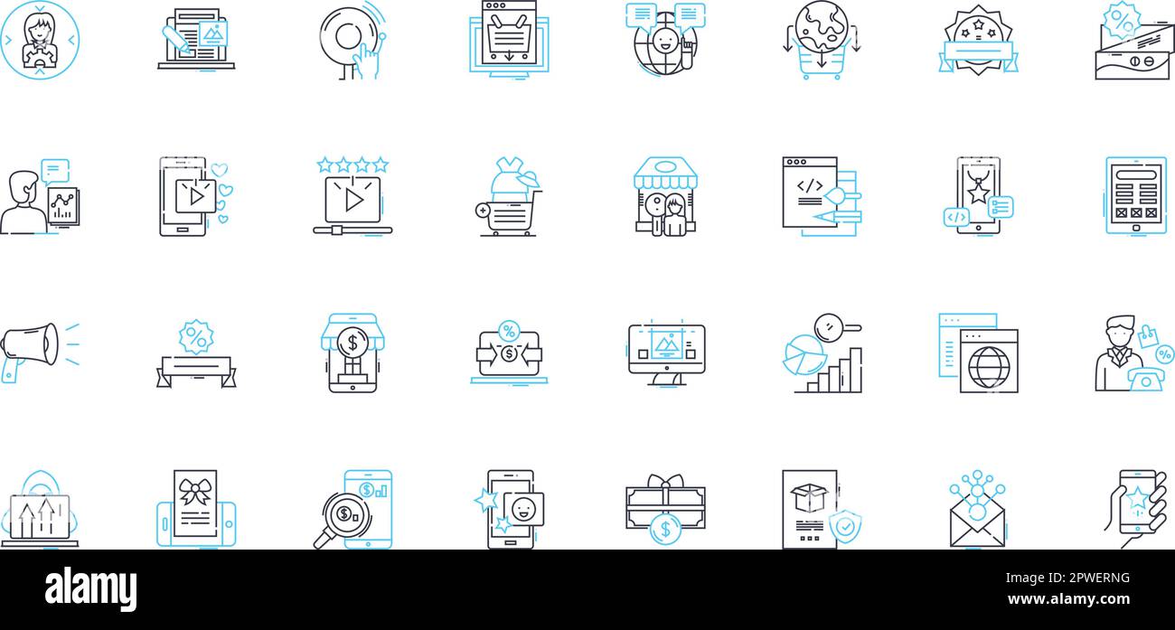 Digital Engine Linear Icons Set Efficiency Innovation Automation Intelligence Optimization