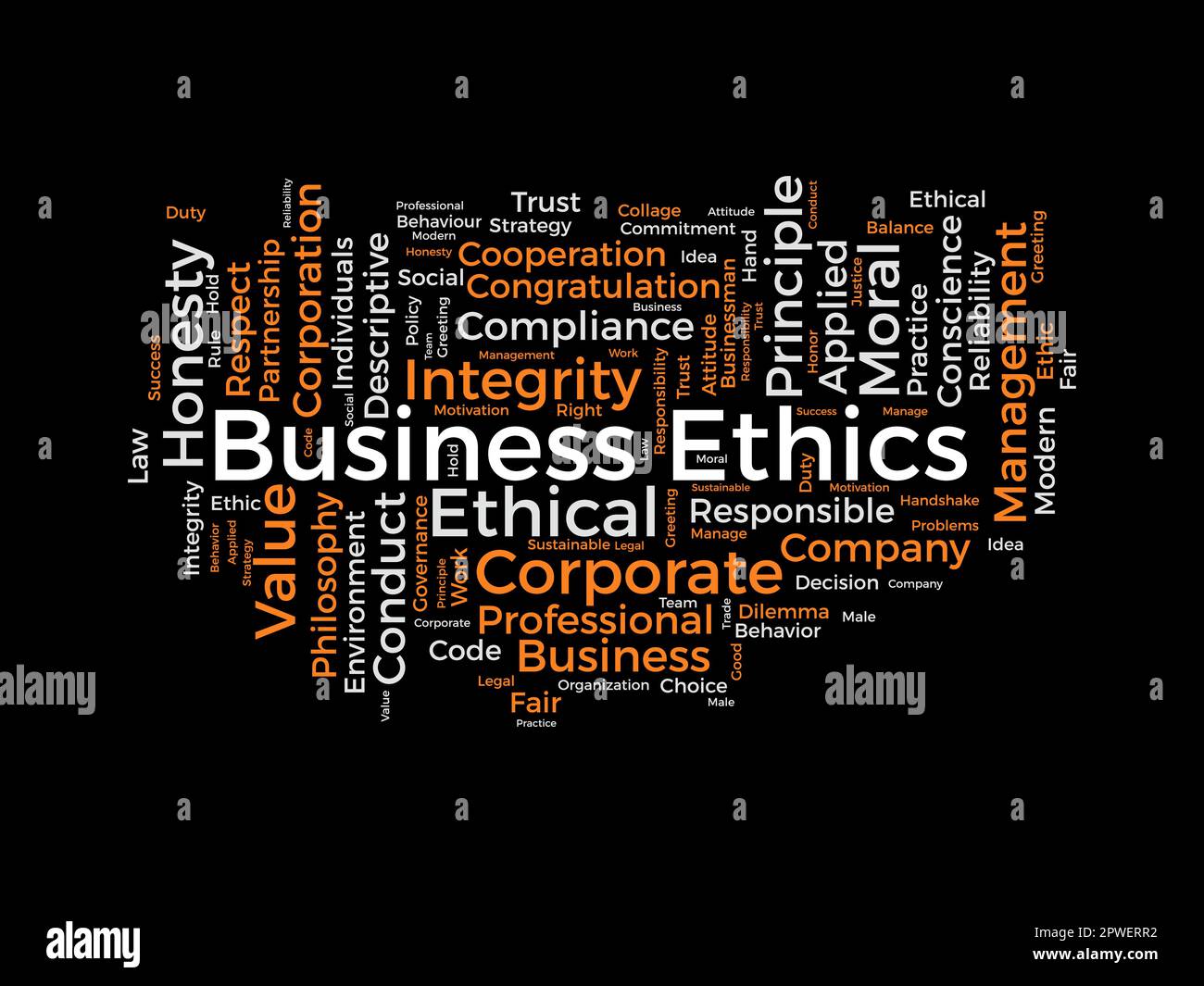 Word cloud background concept for Business Ethics. Corporate integrity ...