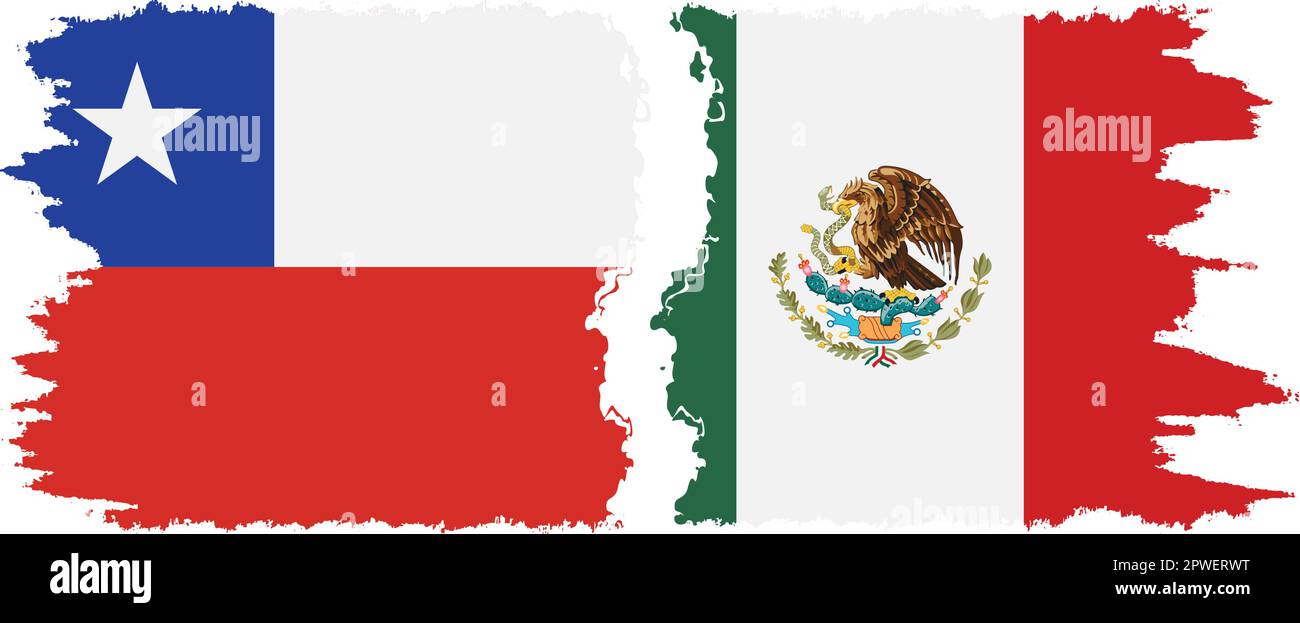 Mexico and Chile grunge flags connection, vector Stock Vector Image ...