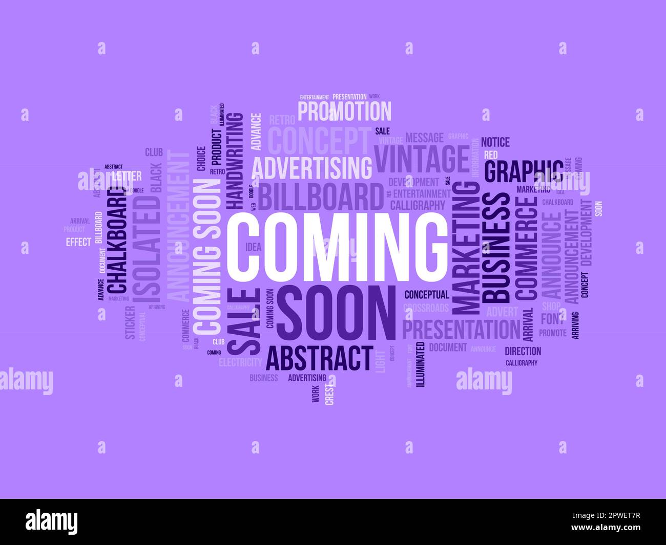 Word cloud background concept for coming soon. Business announcement ...