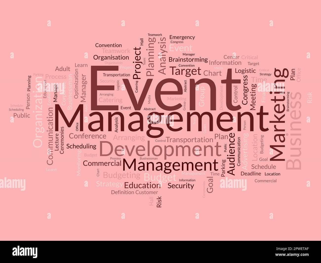 Word cloud background concept for event management. Marketing planning ...
