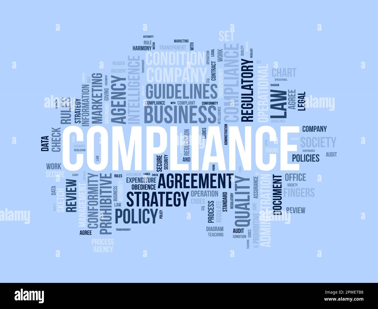 Word cloud background concept for Compliance. Business agency policy ...