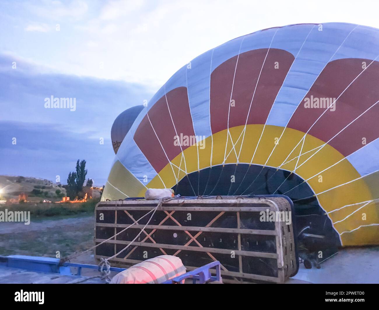 Process of launching many colored beautiful balloons into air in ...