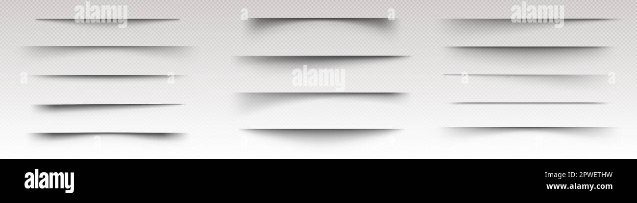 Shadow box paper line vector. 3d page frame divider set. Isolated ...