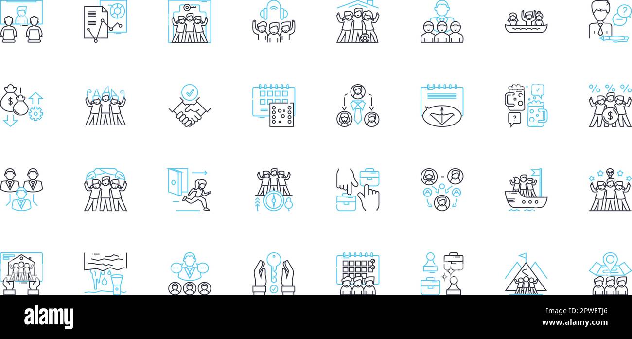 Staff development linear icons set. Training, Growth, Improvement ...