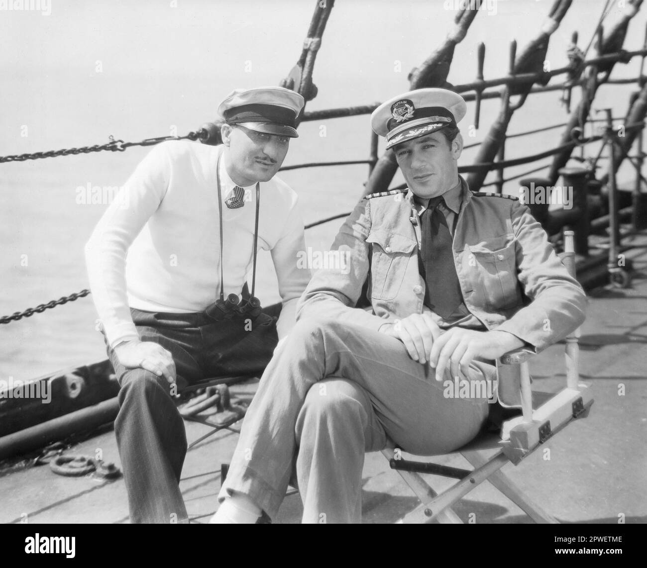 American actor GARY COOPER with director EDWARD SLOMAN on board the S.S ...