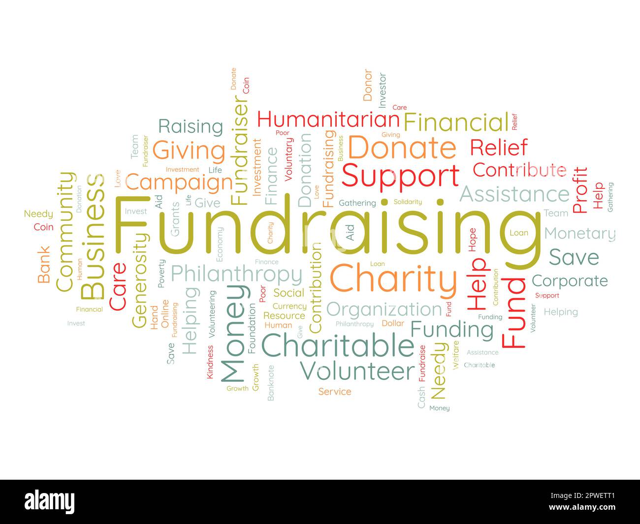 Word cloud background concept for Fundraising. Charity funding ...