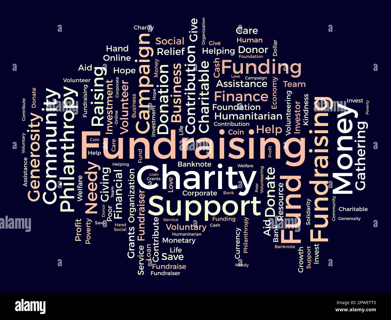 Word cloud background concept for Fundraising. Charity funding ...