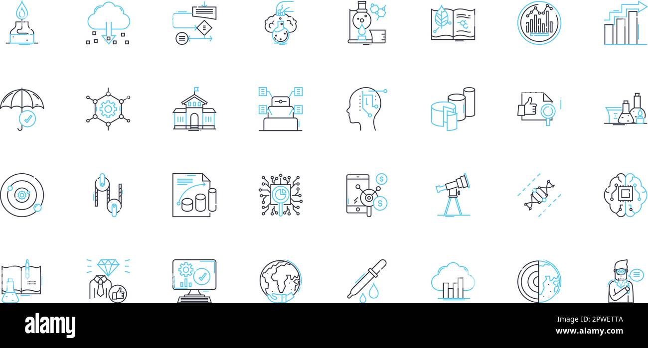 Scientific inquiry linear icons set. Investigation, Experimentation, Hypothesis, Observation ...