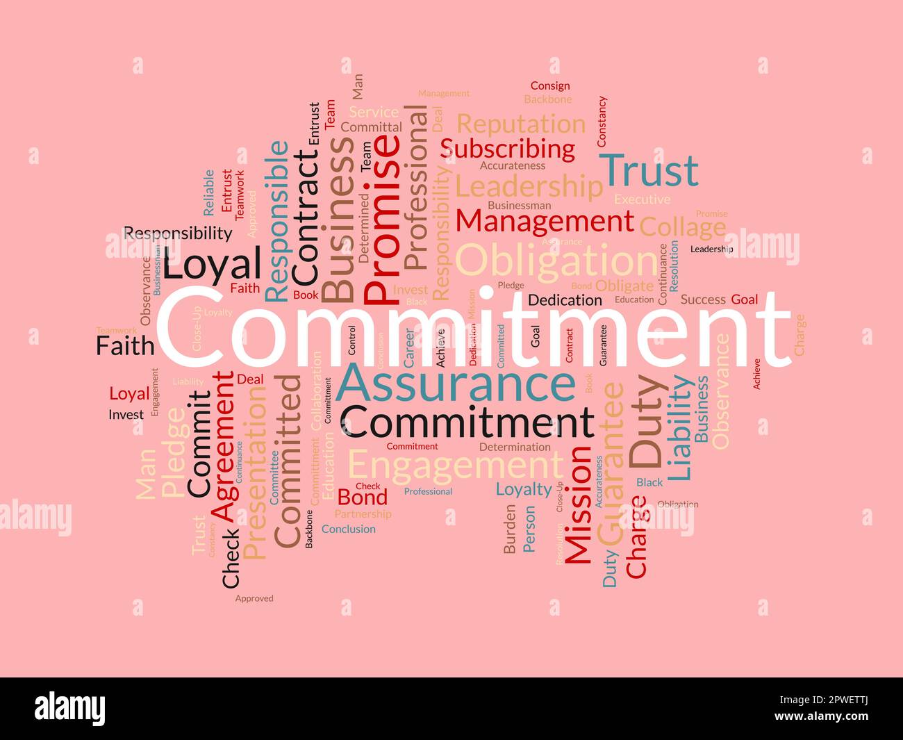 Word cloud background concept for Commitment. Responsibility engagement ...