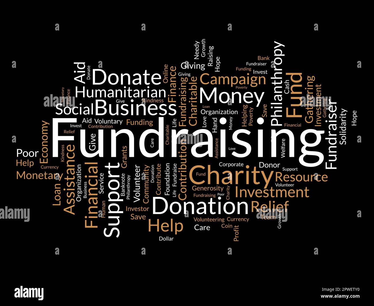 Word cloud background concept for Fundraising. Charity funding ...