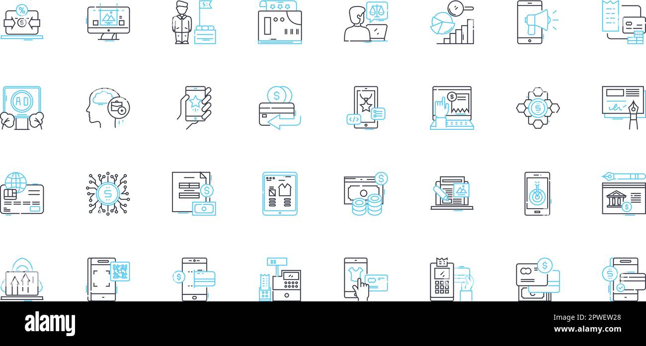 Sales Media linear icons set. Advertising, Branding, Brochures ...