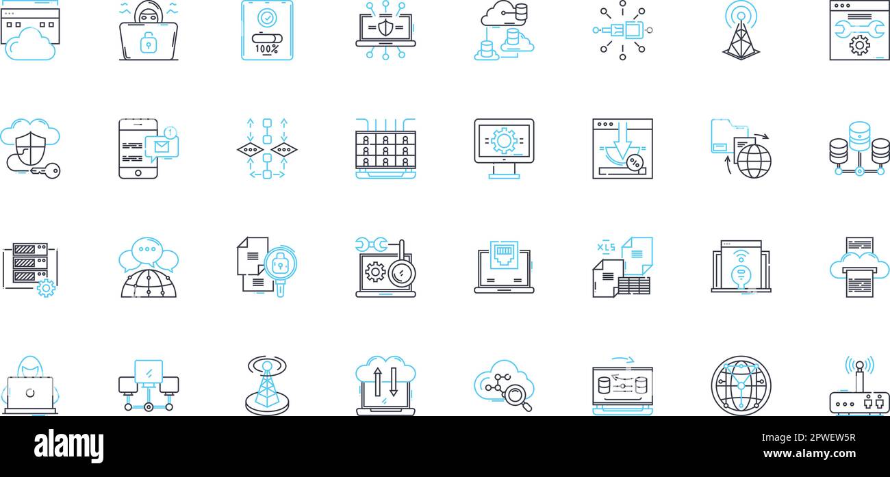 Mobile computing linear icons set. Smartph, Tablet, Laptop, Wireless ...