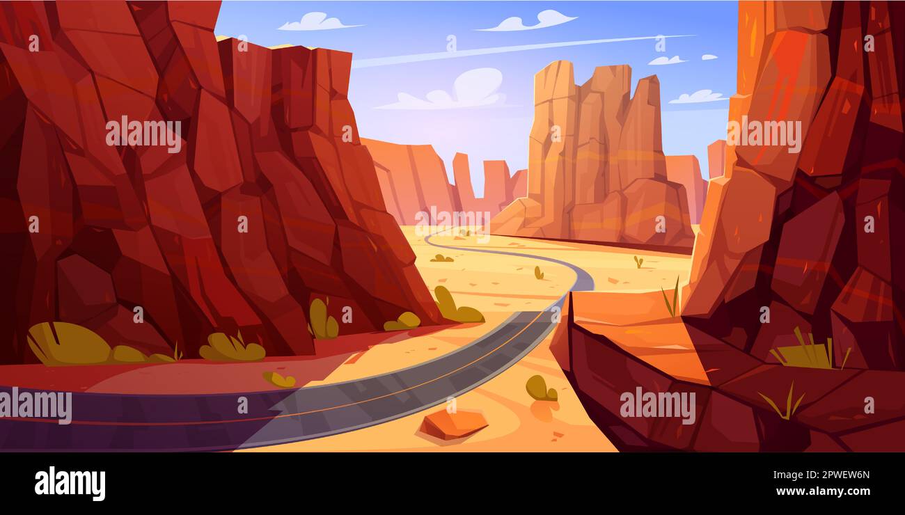 Grand canyon vector landscape illustration. Arizona national park desert with rock mountain and ...