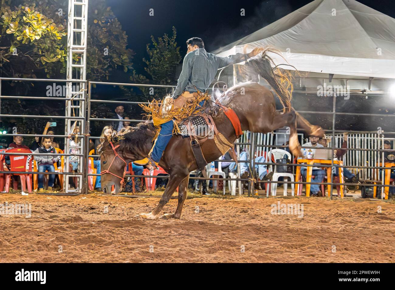 Itaja, Goias, Brazil - 04 22 2023: rodeo event in the horse riding ...