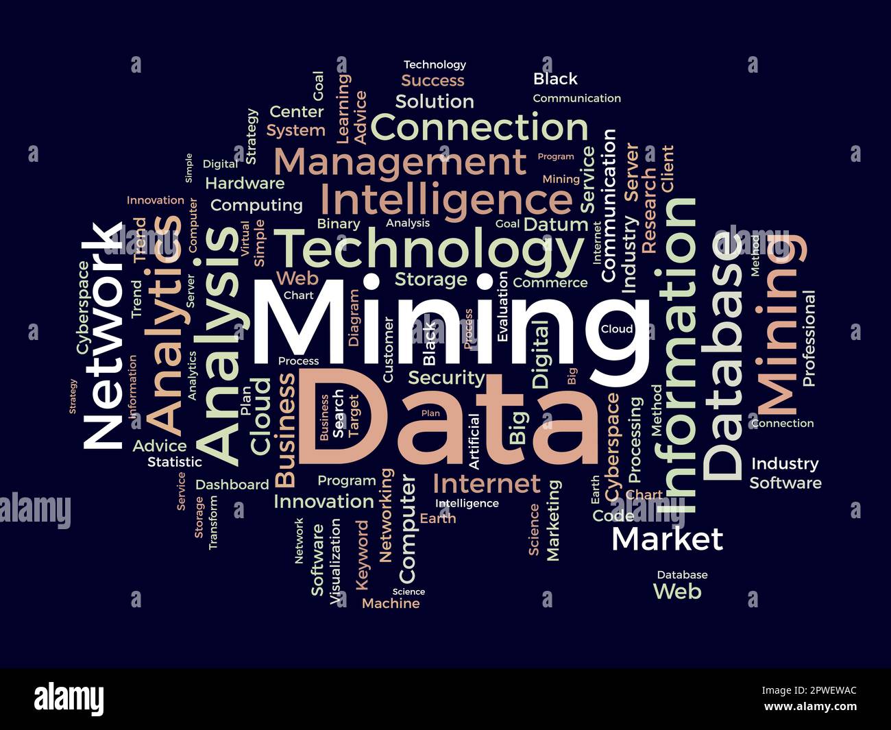 Word cloud background concept for Data mining. Internet technology ...