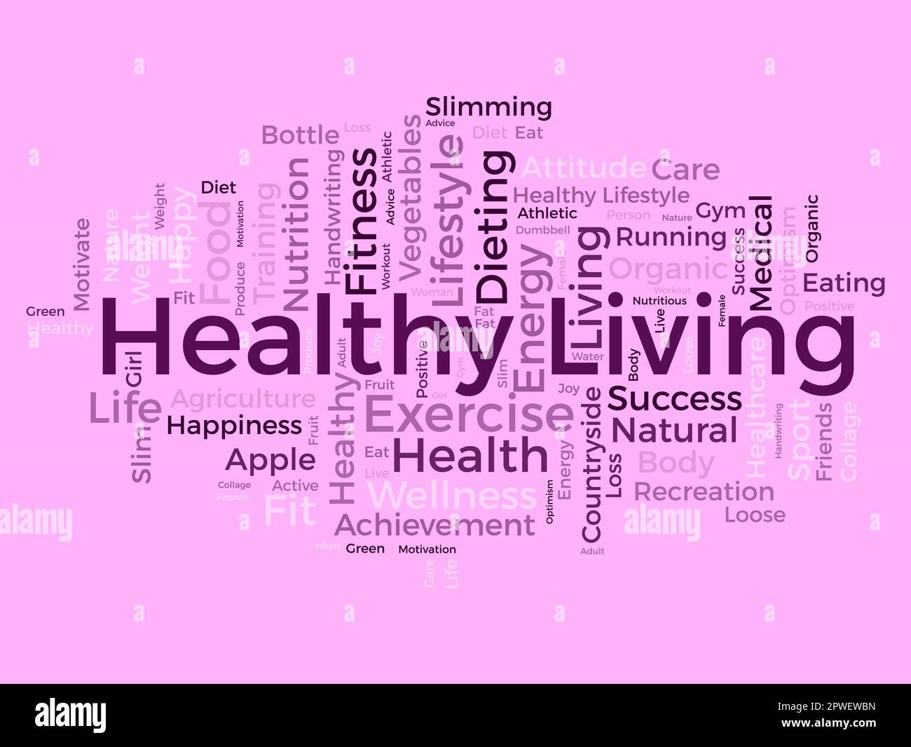 Word cloud background concept for Healthy living. diet exercise, fit ...