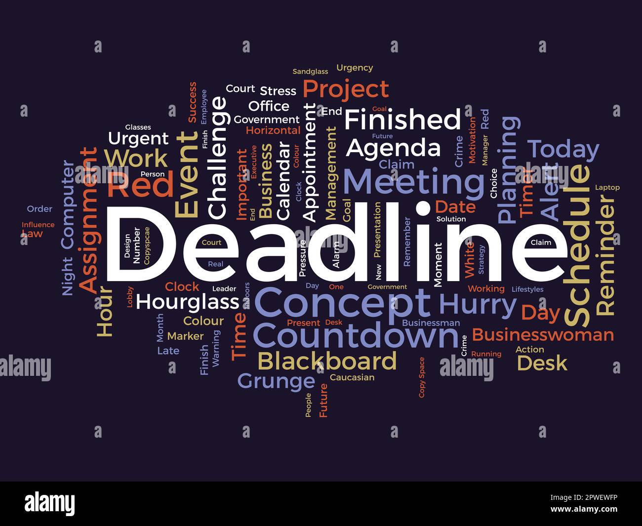 Word cloud background concept for Deadline. work time schedule calendar ...