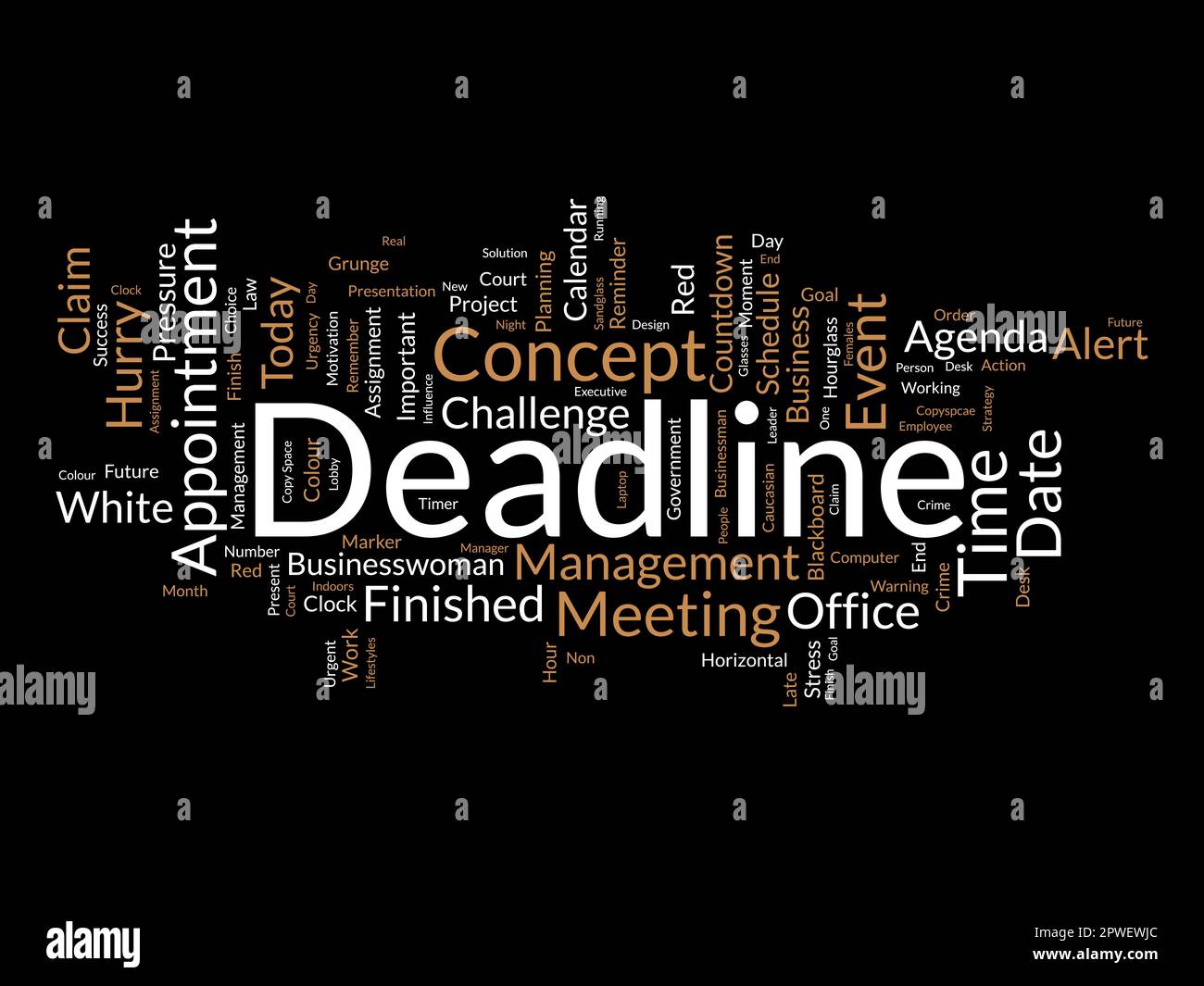 Word cloud background concept for Deadline. work time schedule calendar ...