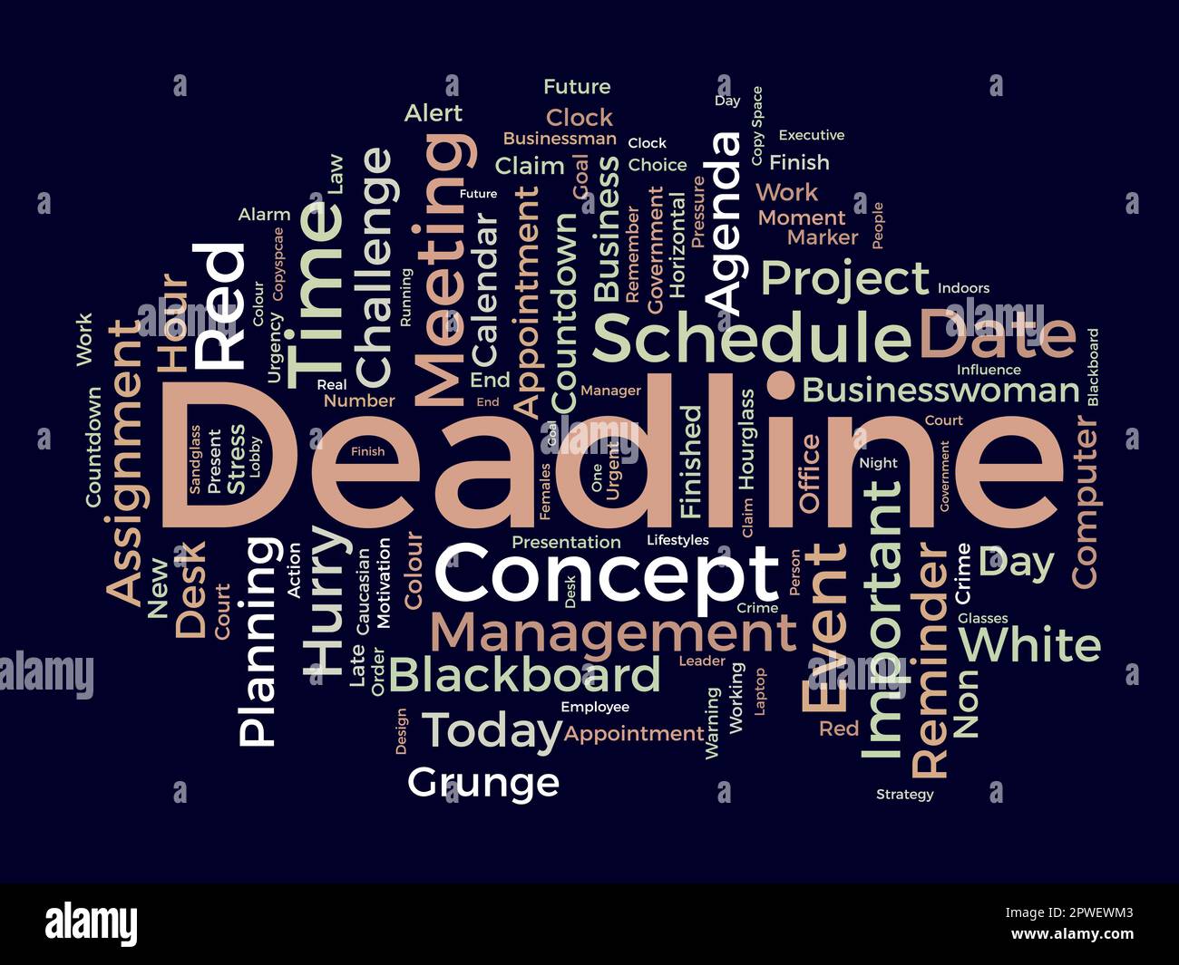 Word cloud background concept for Deadline. work time schedule calendar ...