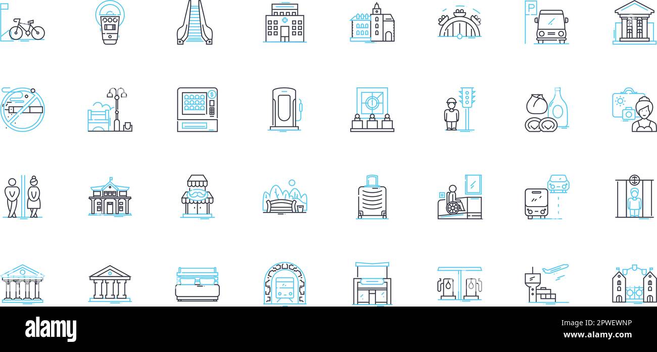 High-tech metropolis linear icons set. Innovation, Technology, Future ...