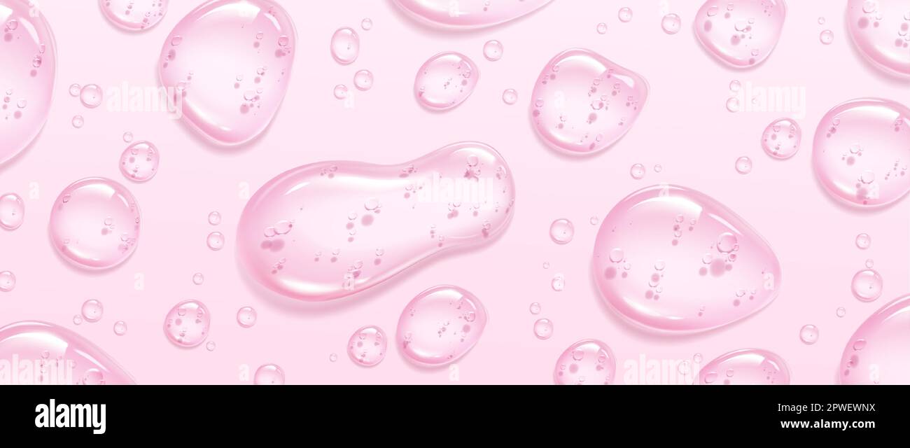 Realistic pink gel texture with transparent serum bubbles on surface ...
