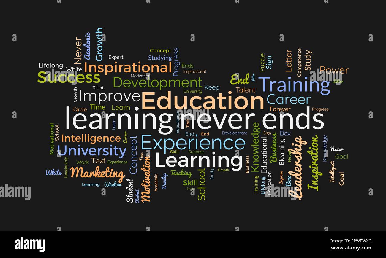 Word cloud background concept for learning never ends. career ...