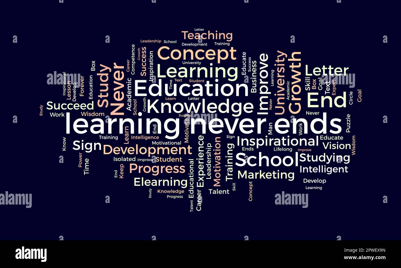 Word cloud background concept for learning never ends. career ...
