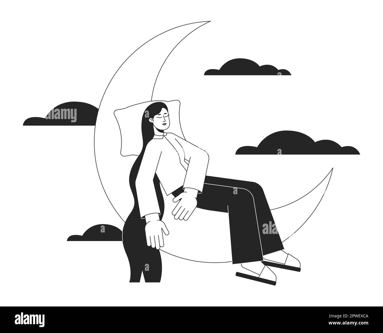 Healthy sleep hygiene bw concept vector spot illustration Stock Vector ...