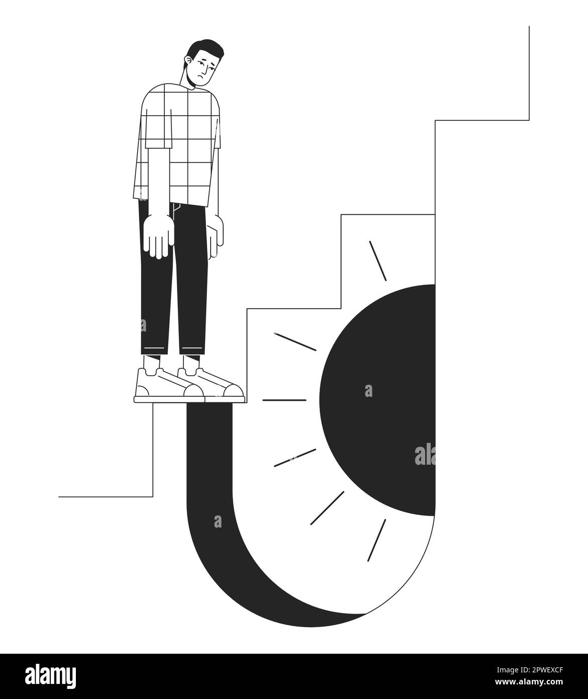Feeling trapped in depression bw concept vector spot illustration Stock ...