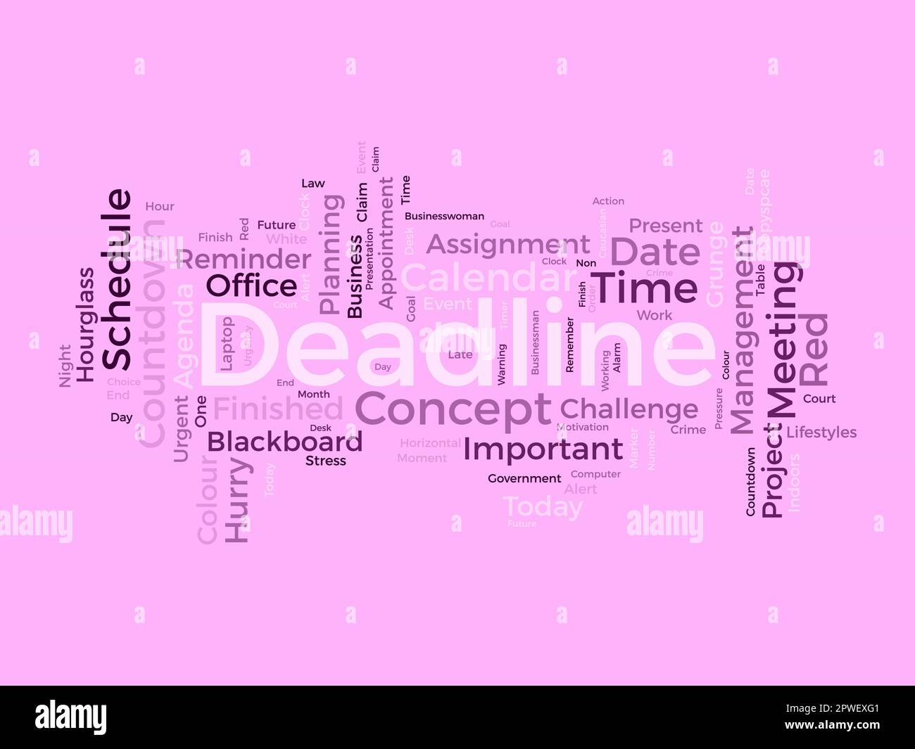 Word cloud background concept for Deadline. work time schedule calendar ...