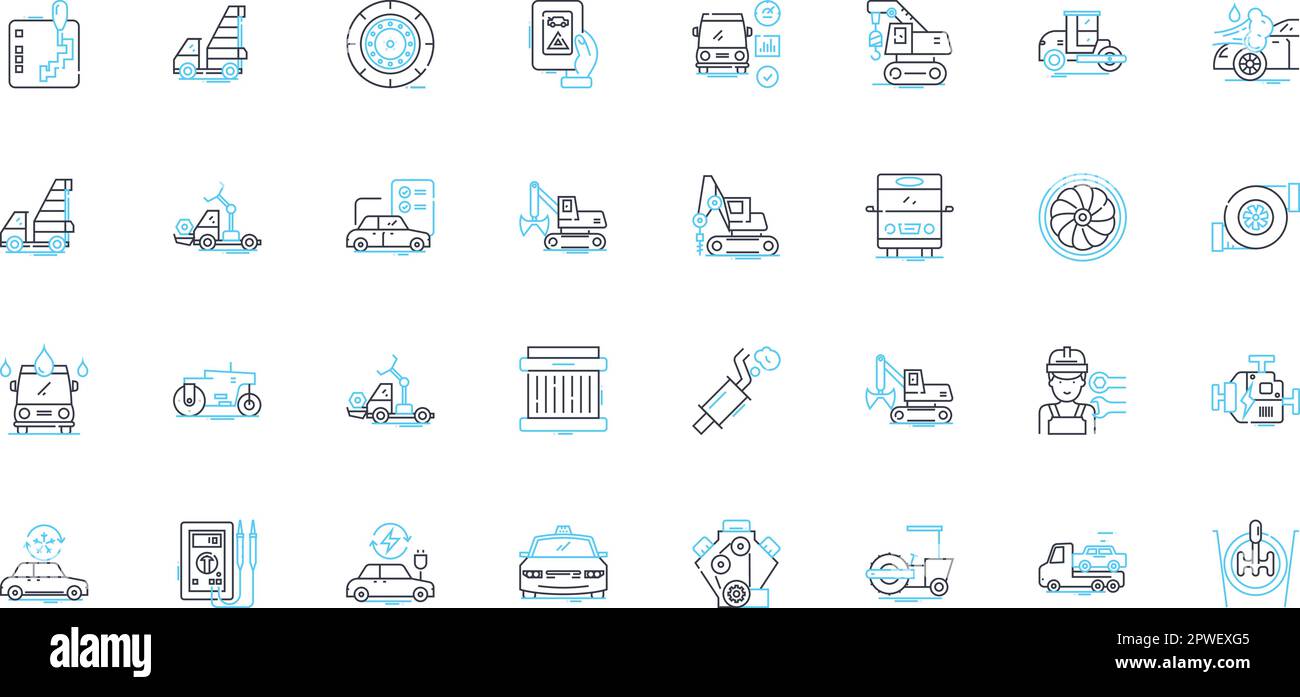 Automotive industry linear icons set. Vehicles, Automobiles, Cars ...