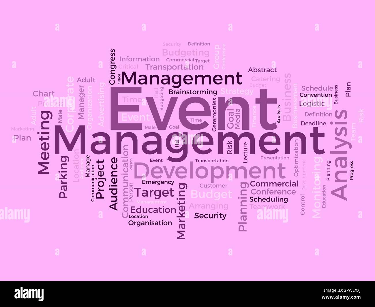 Word cloud background concept for event management. Marketing planning ...