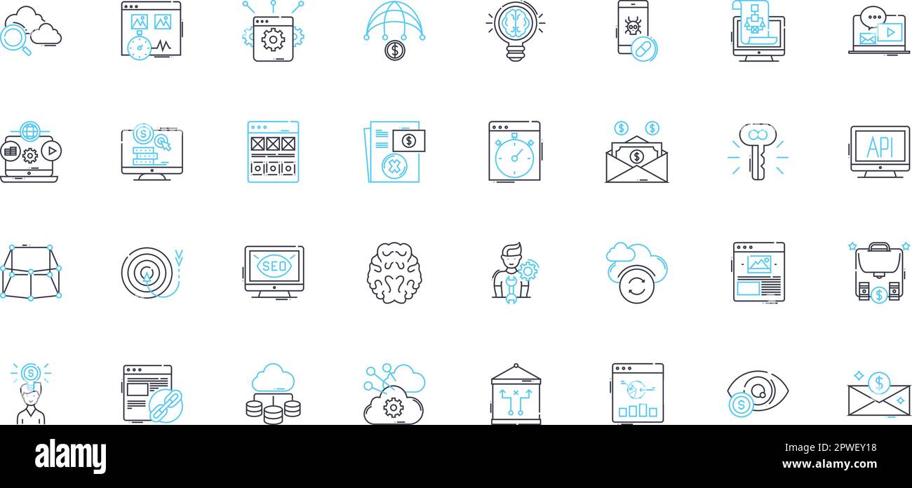 Market expansion linear icons set. Growth, Expansion, Diversification ...