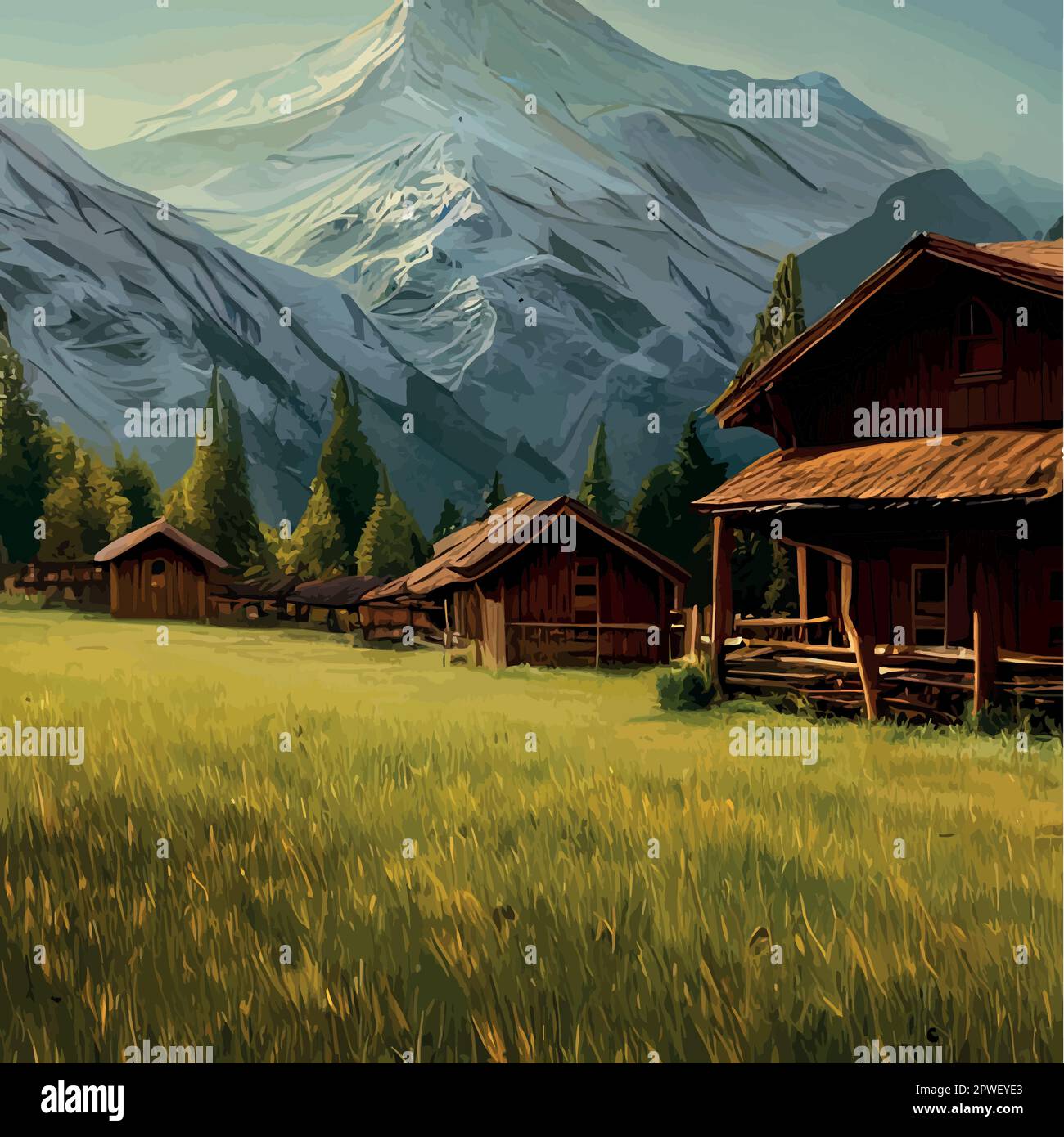 Trees on side of cliff Stock Vector Images - Alamy